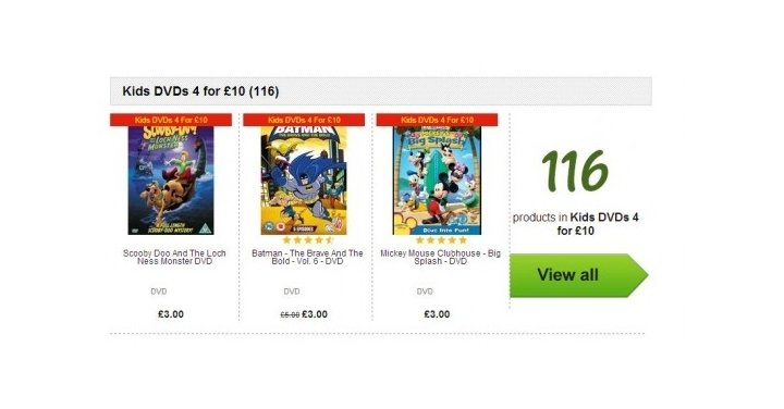 Kids DVDs 4 For £10 @ ASDA Direct