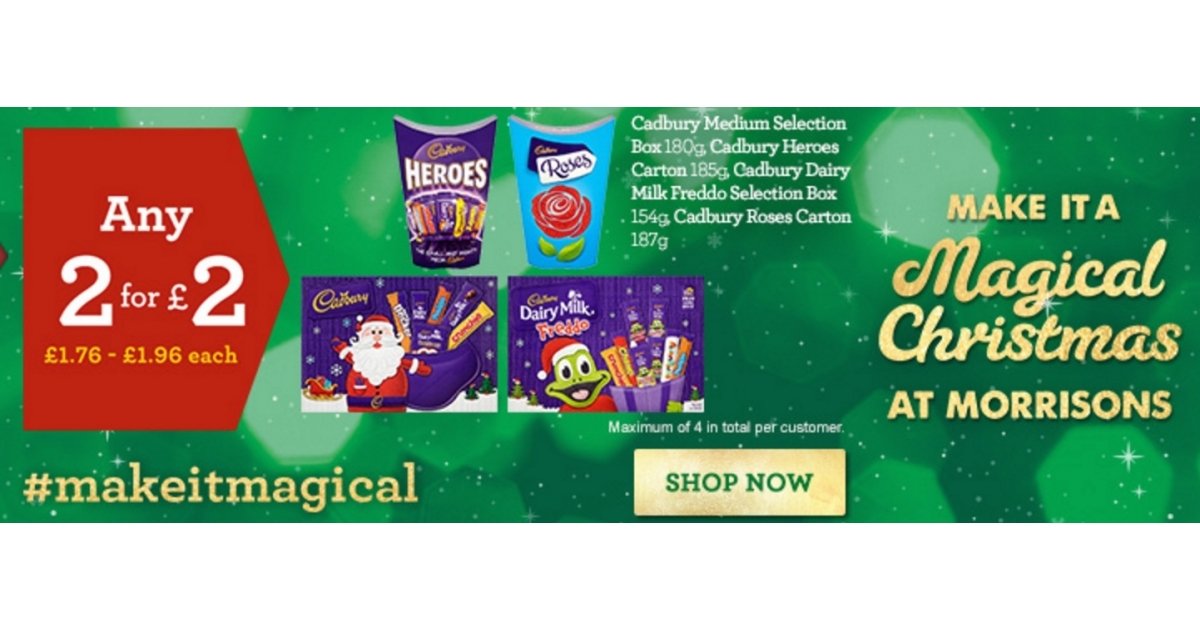 Any Two Cadbury Medium Selection Boxes for £2 @ Morrisons