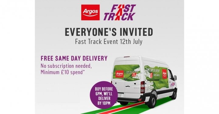 FREE Fast Track Same Day Delivery TODAY ONLY @ Argos (Expired)