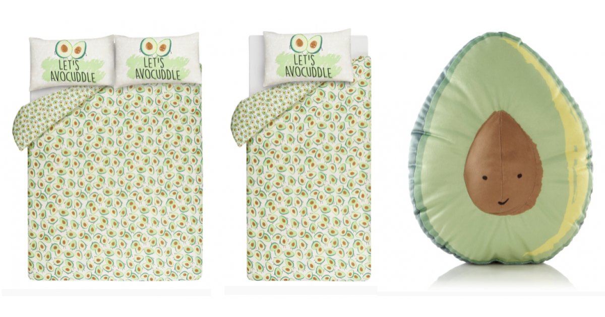 'Let's Avocuddle' Avocado Print Reversible Duvet Set From £10 @ Asda George