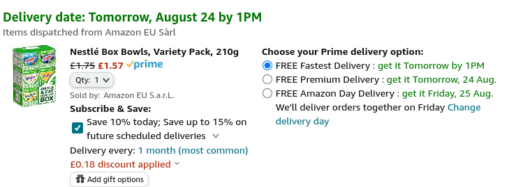 Nestlé Box Bowls Variety Pack 210g £1.57 @ Amazon